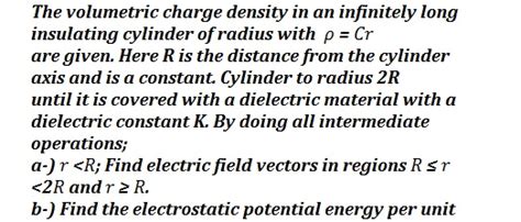 Solved The Volumetric Charge Density In An Infinitely Long