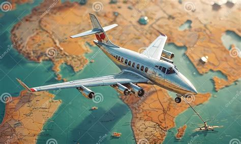 Small Plane Flying Over Map The World Stock Illustration Illustration Of Passenger Transport