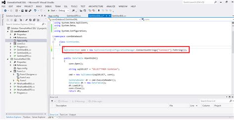 Kết nối cơ sở dữ liệu sql server trong C