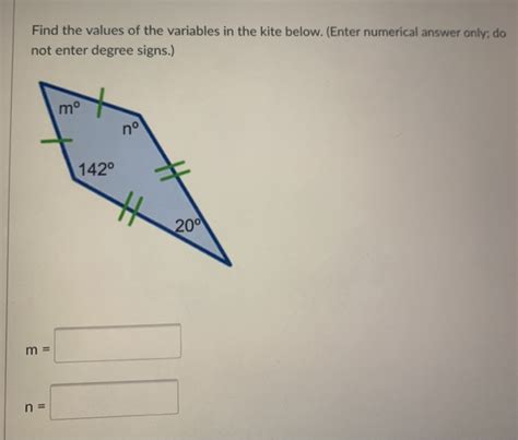 Solved Find The Values Of The Variables In The Kite Below Chegg