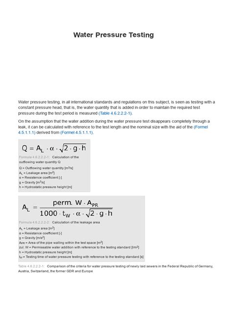 Water Pressure Testing Pdf