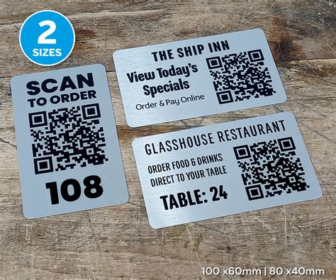 Classic Single Colour Brushed Silver Rectangle Qr Code Table Numbers