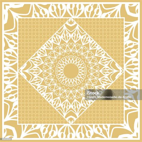 템플릿 소파 광장 베개에 대 한 인쇄입니다 손그리기 만다라와 꽃 형상 패턴입니다 벡터 일러스트입니다 직물 섬유 두건 Scarg