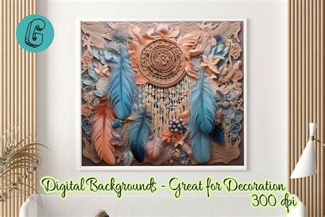 Boho Feathers Macrame Background 27 Graphic By Glamour · Creative Fabrica