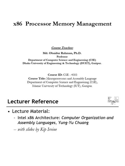 Lecture 13 X86 Processor Memory Management Pdf X86 Architecture