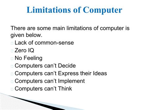Computer System Concepts Characteristics Capabilities And Limitations