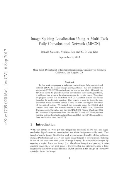 pdf image splicing localization using a multi task fully