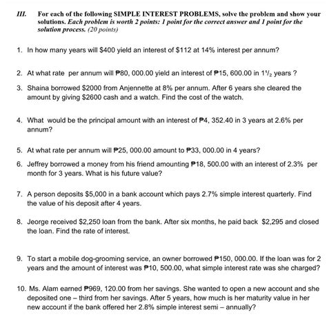 Iii For Each Of The Following Simple Interest Studyx Iii For Each Of The Following Simple Interest Studyx
