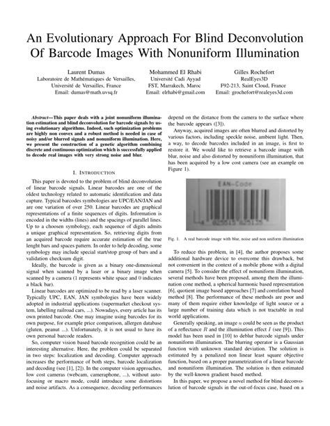 Pdf An Evolutionary Approach For Blind Deconvolution Of Barcode Images With Nonuniform