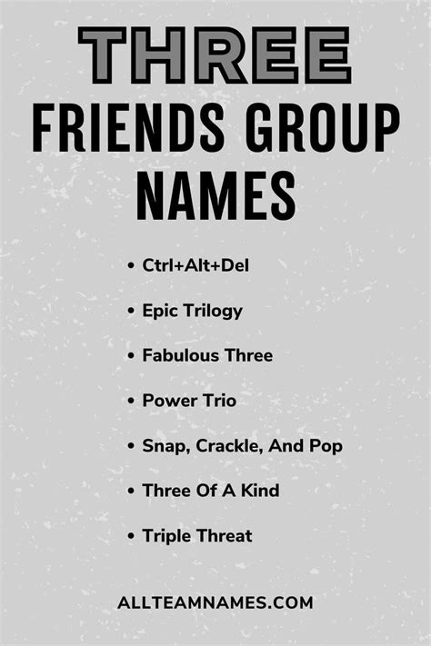319 Best Trio Name Ideas For A Group Of 3 Friends | Group names ideas, Trio name ideas, Trio ...