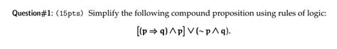 Question Pts Simplify The Following Compound Chegg