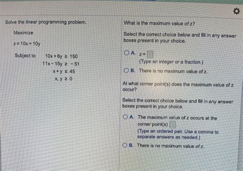 Solved Solve The Linear Programming Problem What Is The