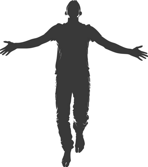 Silhouette Floating Man With Poses Full Body Black Color Only 46268802