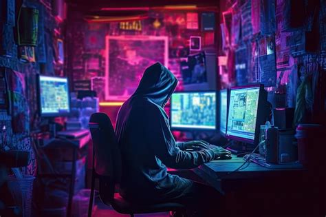 Premium Ai Image Hackers Often Work In Lowlight Rooms To Cover Their