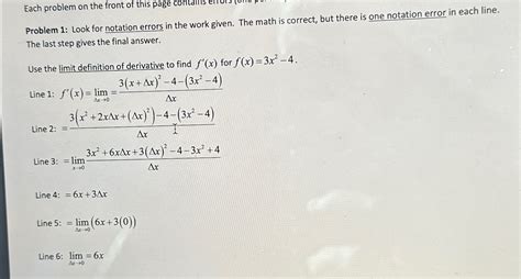 Solved Problem Look For Notation Errors In The Work Chegg