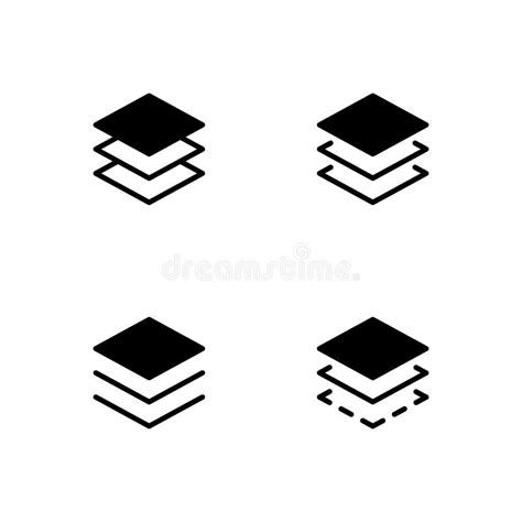 Layer Icon Set Three Layer Icon Icon Set 4 Icons Stock Illustration