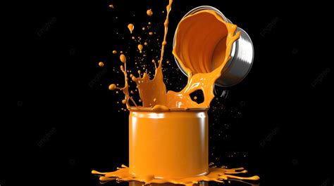 쏟아지는 오렌지 페인트 캔 캔 밖으로 튀는 3d 오렌지 페인트 고화질 사진 사진 튀김 배경 일러스트 및 사진 무료 다운로드 Pngtree