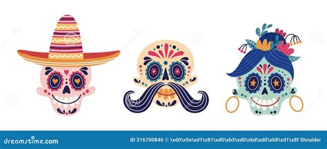 Skulls Vector Illustration Black Background