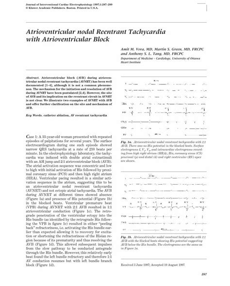 Pdf Atrioventricular Nodal Reentrant Tachycardia With Atrioventricular Block Dokumentips