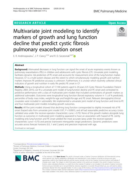 Pdf Multivariate Joint Modeling To Identify Markers Of Growth And