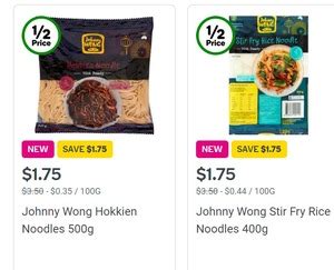 Johnny Wong 500g Hokkien Or 400g Rice Wok Ready Noodles Chilled 1