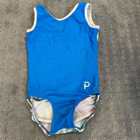 Plum Practice Wear Blue Gymnastics Leotard Adult Xs Depop
