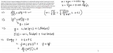 solved 3 an object of mass 2 gr is hanging at the bottom of a spring