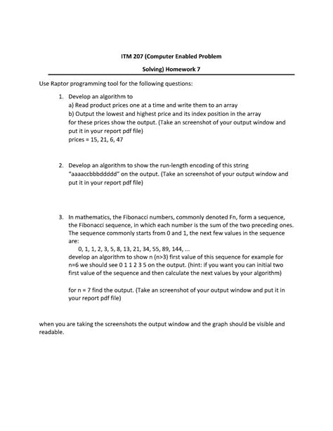 hw 7 dsuvniuono itm 207 computer enabled problem solving