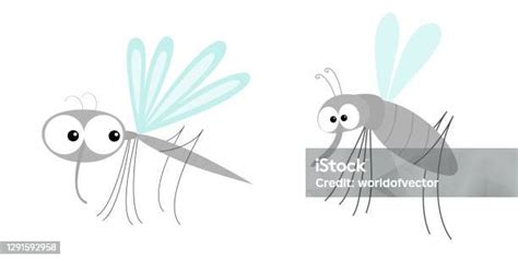 모기 아이콘 세트입니다 귀여운 만화 가와이 재미있는 캐릭터 곤충 수집 아기 일러스트레이션 플랫 디자인 흰색 배경입니다 격리 모기에 대한 스톡 벡터 아트 및 기타 이미지