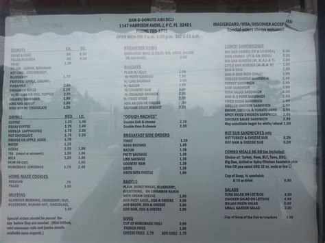 Dan D Donuts And Deli Menu Latest Updated Menu
