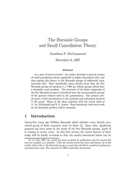 Pdf The Burnside Groups And Small Cancellation Theory