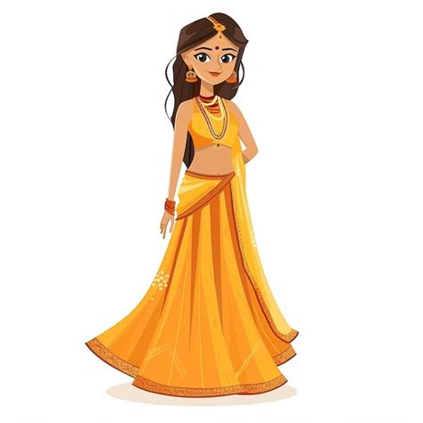 Mujer en lehenga diseño plano aislado en fondo blanco Imagen Premium generada con IA