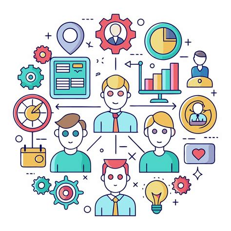 Teamwork And Collaboration Concept With Colorful Icons Premium Ai Generated Vector