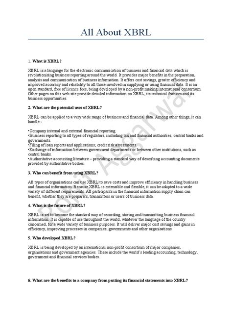 all about xbrl 2 what are the potential uses of xbrl pdf html