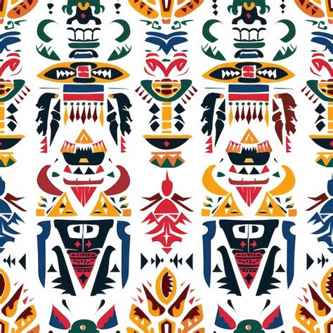 Premium Photo Seamless Pattern Of Colorful Geometric Pattern With Traditional Tribe Motifs