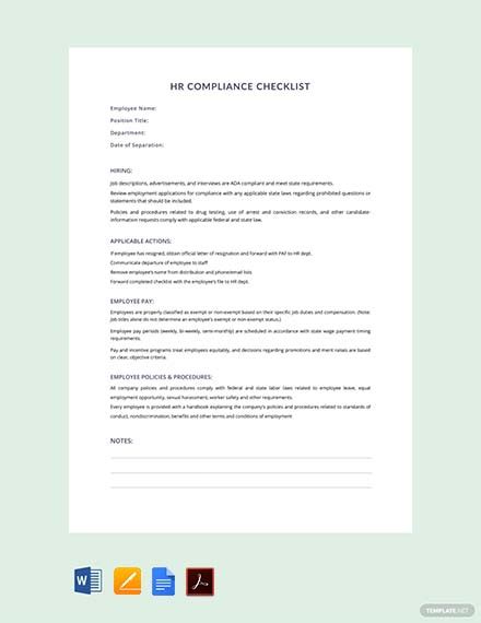 FREE HR Checklist For Office Administration Template PDF Word DOC Apple MAC Pages