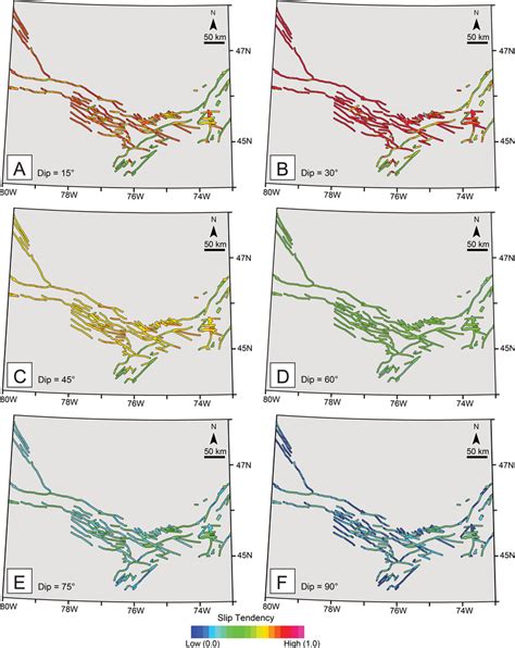 Slip Tendency Maps For Different Fault Dip Scenarios With An Sh Download Scientific Diagram