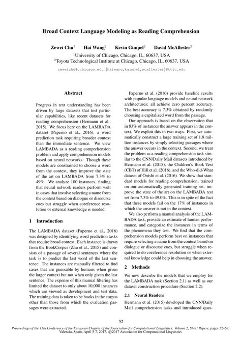 Pdf Broad Context Language Modeling As Reading Comprehension