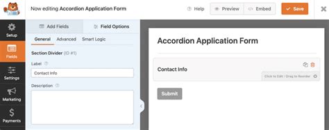 how to create an accordion form design in wordpress