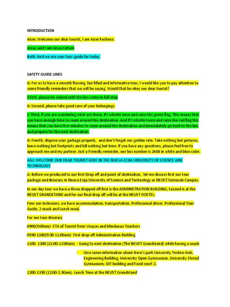 Tour Guiding Script Pdf