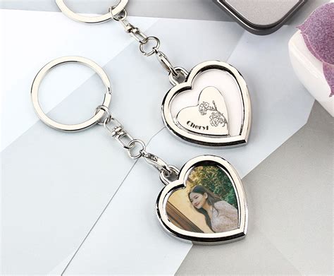 Custom Photo Keyring Personalized Heart Shaped Photo Keychain
