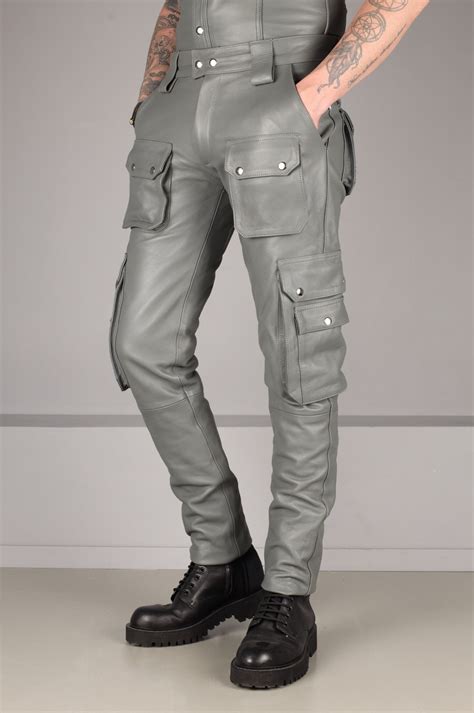 Slate Grey Leather Pants Snap Pockets By Mr Riegillio
