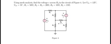 solved using mesh analysis find the voltage v ﻿across r4