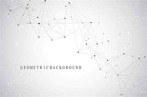 기하학적 그래픽 배경 분자 및 통신 점으로 연결된 선 미니멀리즘 혼란 일러스트 배경입니다 과학 화학 생물학 의학 기술 벡터의