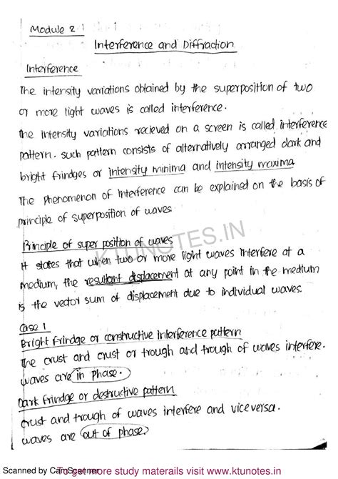 PHYSICS MODULE INTERFERENCE AND DIFFRACTION Engineering Physics Scanned By CamScanner