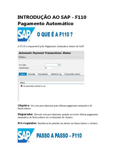 IntroduÇÃo Ao Sap F110 Pagamento Automático Pdf Contabilidade