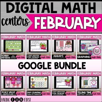 Digital Math Centers BUNDLE FEBRUARY Google Slides By Having Fun First