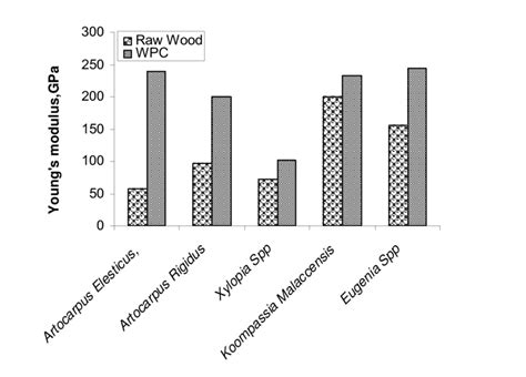 Static Youngs Modulus Of Untreated Wood And Pw Download Scientific
