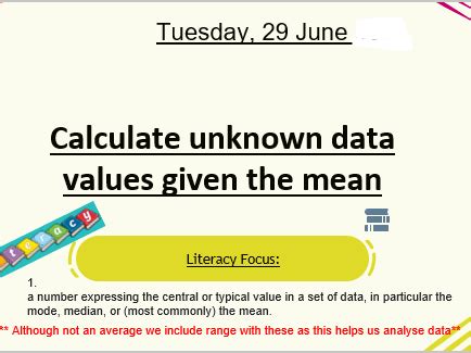 Mean Unknown Values Teaching Resources
