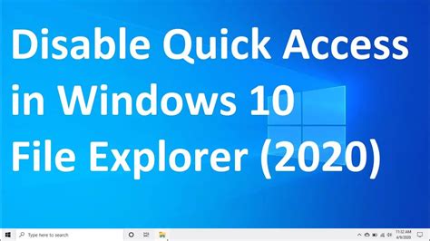 How To Turn Off Disable Quick Access In Windows 10 File Explorer 2020 YouTube